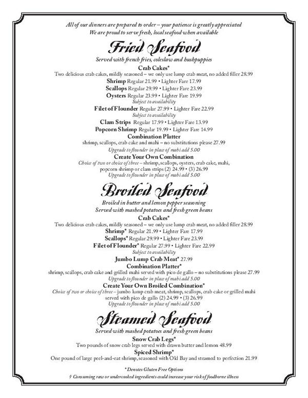 Menu & Specials | Tale of the Whale Restaurant