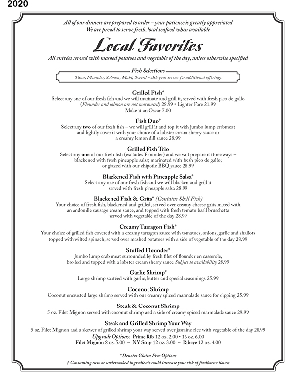 Menu & Specials | Tale of the Whale Restaurant